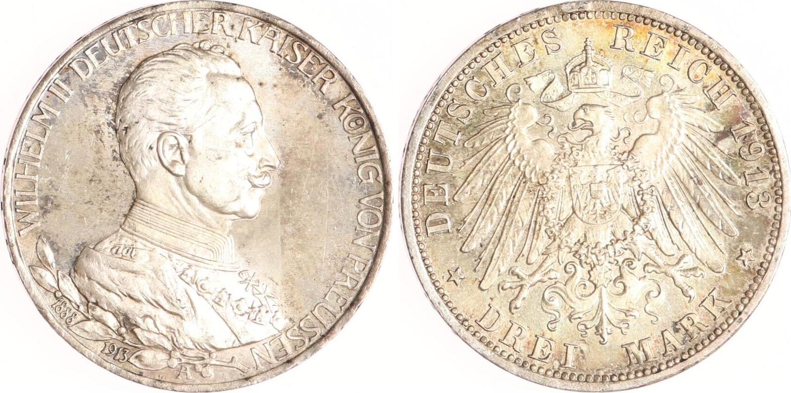 Preussen 3 Mark 1913 A Wilhelm II. 1888-1918. Fast Stempelglanz | MA-Shops