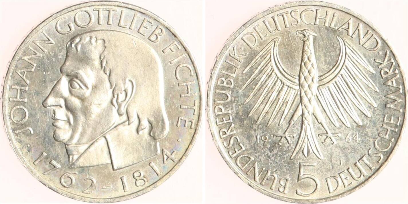 Bundesrepublik Deutschland 5 DM 1964 J Fichte. Vorzüglich | MA-Shops