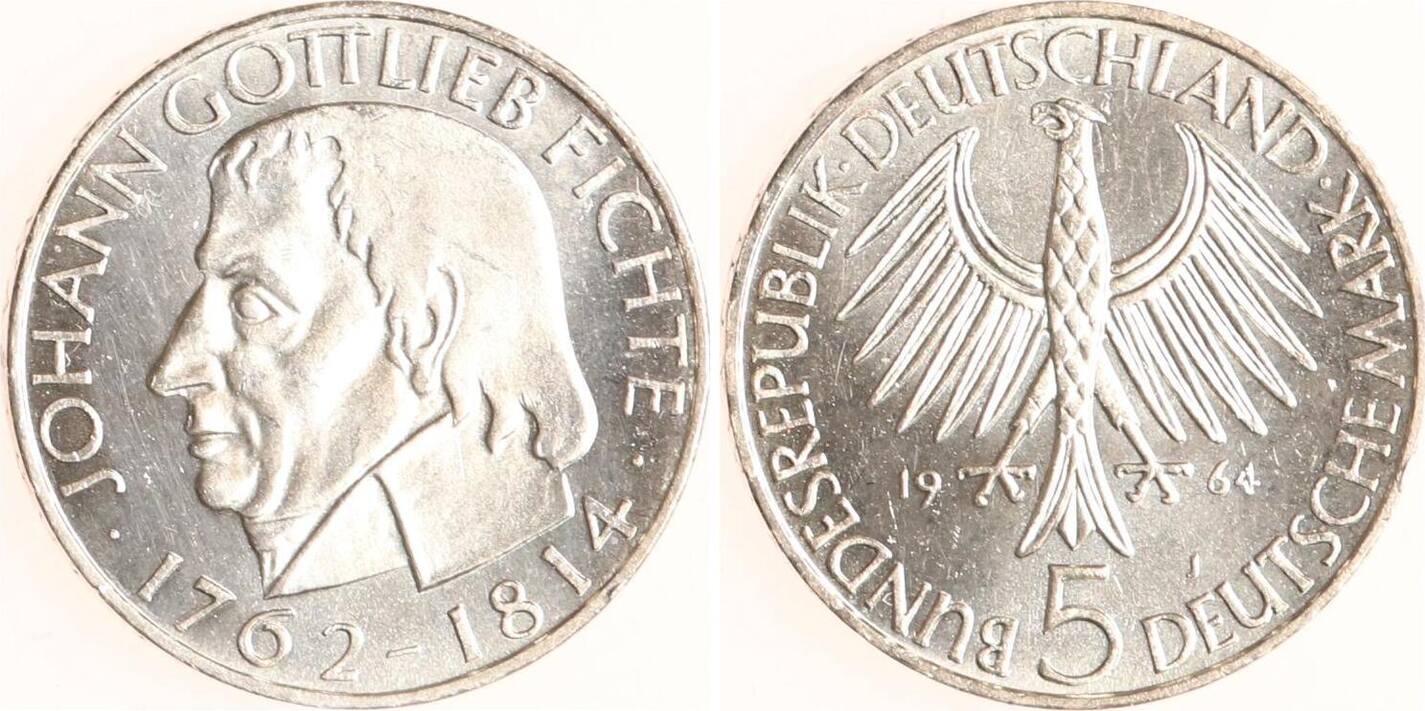 Bundesrepublik Deutschland 5 DM 1964 J Fichte. Vorzüglich | MA-Shops