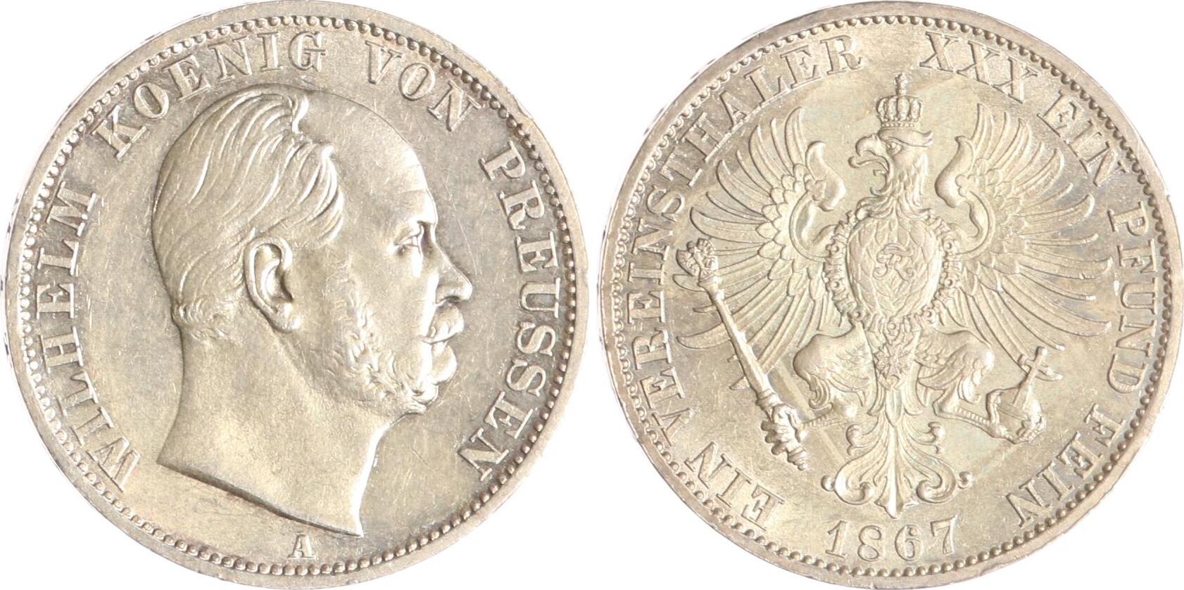 Preussen Taler 1867 A Wilhelm I. 1861-1888. Vorzüglich+ | MA-Shops