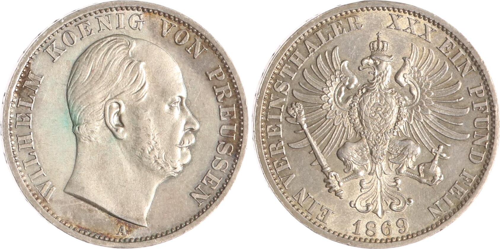 Preussen Taler 1869 A Wilhelm I. 1861-1888. Vorzüglich+ | MA-Shops