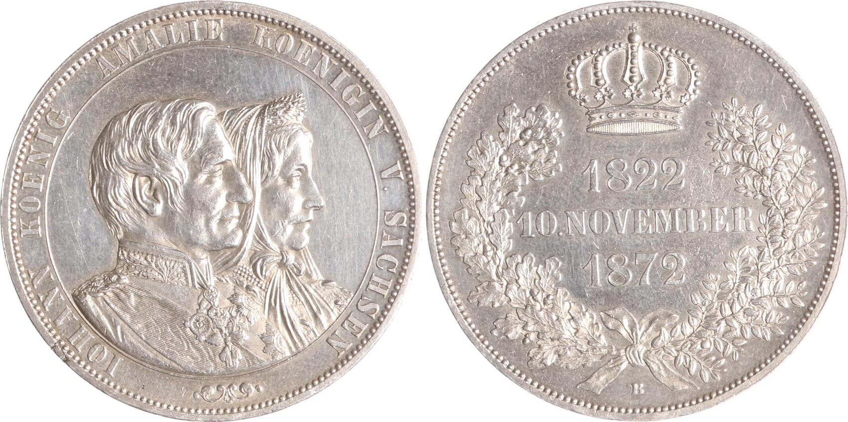 Sachsen, Königreich Doppeltaler 1872 Johann 1854-1873. Vorzüglich | MA-Shops