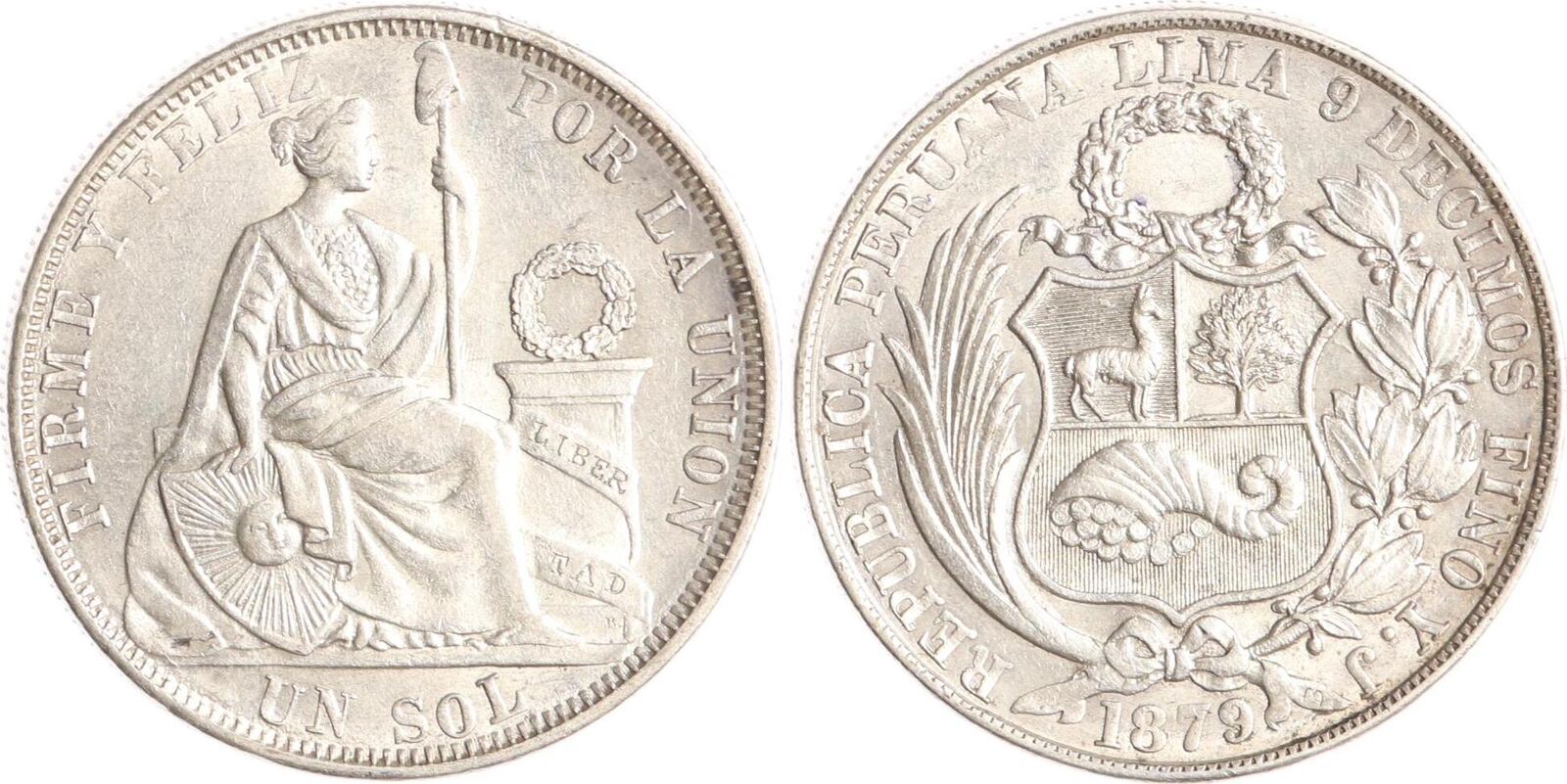 Peru 1 Sol 1879 Republik seit 1824. sehr schön - vorzüglich | MA-Shops