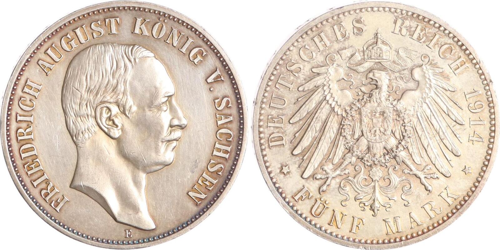 Sachsen 5 Mark 1914 E Friedrich August III. 1904-1918. Sehr schön - vorzüglich | MA-Shops