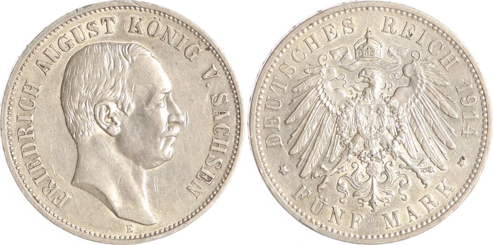 Sachsen 5 Mark 1914 E Friedrich August III. 1904-1918. sehr schön - vorzüglich | MA-Shops
