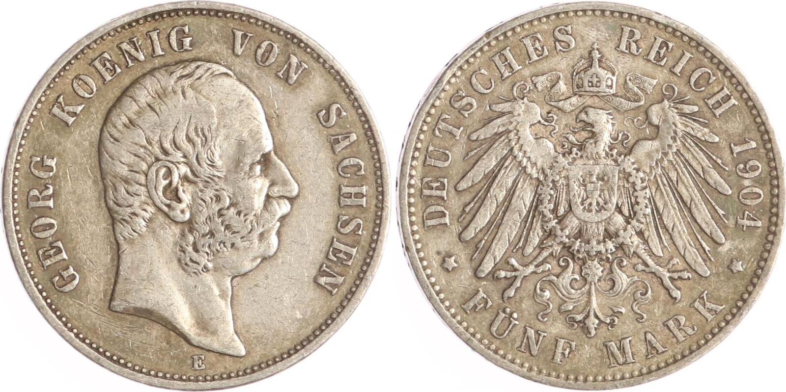 Sachsen 5 Mark 1904 E Georg 1902-1904. Sehr schön | MA-Shops