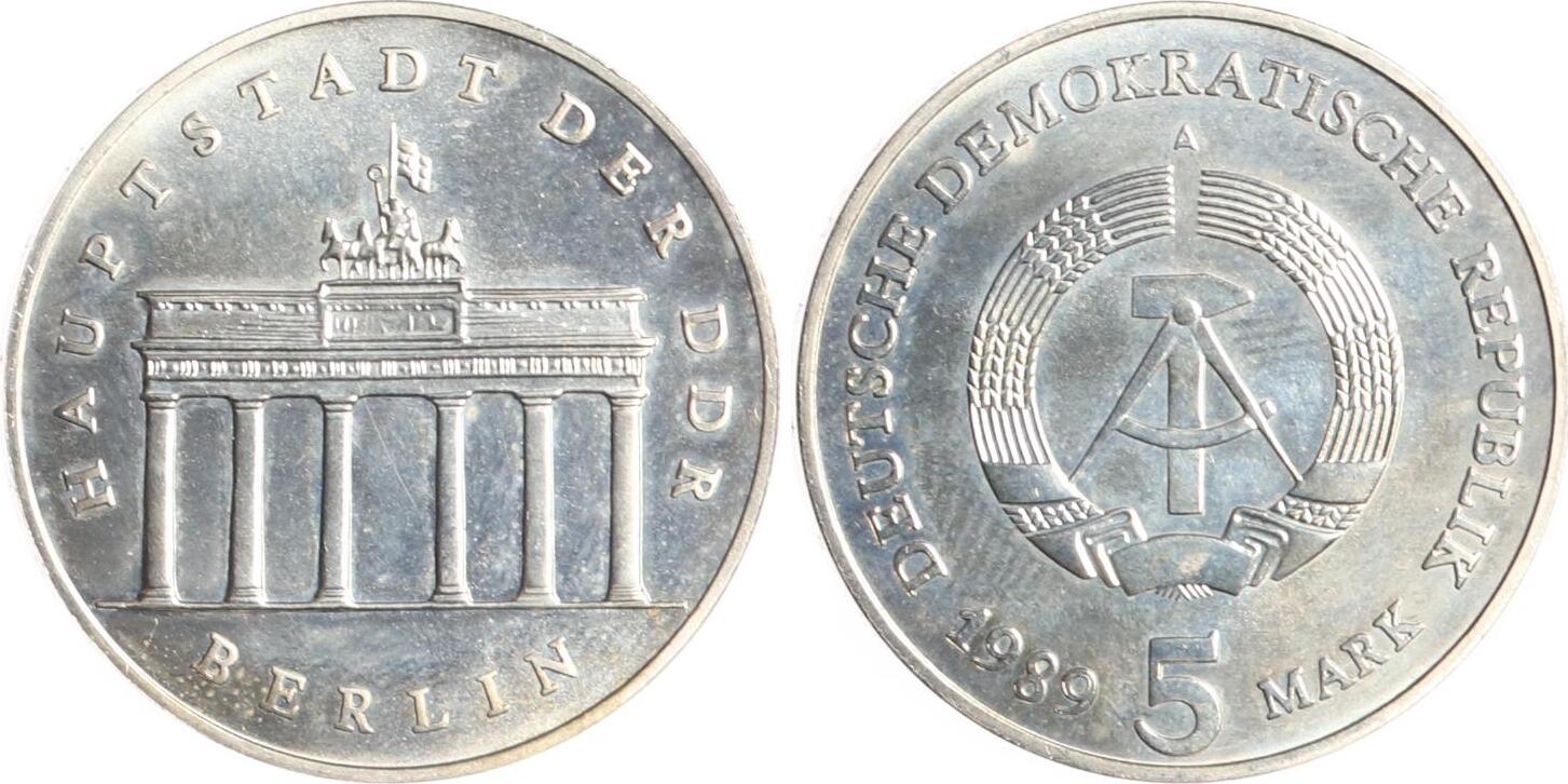 DDR 5 Mark 1989 A Brandenburger Tor. Stempelglanz | MA-Shops