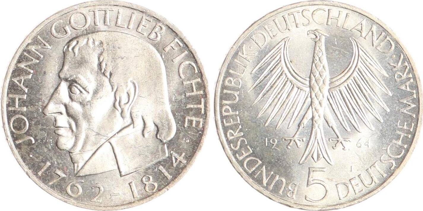 Bundesrepublik Deutschland 5 DM 1964 J Fichte. Vorzüglich | MA-Shops