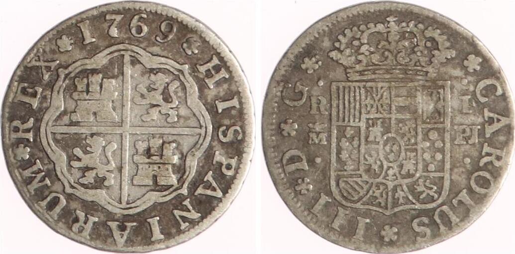 Spanien 1 Real 1769 Carlos III. 1759-1788. Fast sehr schön | MA-Shops