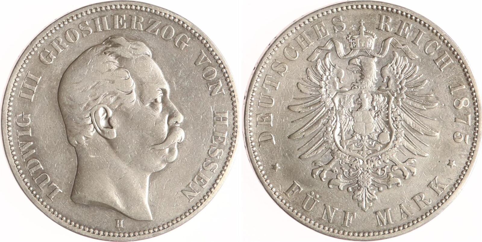 Hessen 5 Mark 1875 H Ludwig III. 1848-1877. Fast sehr schön | MA-Shops