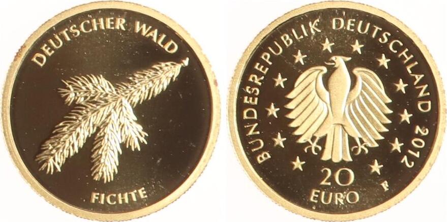 Bundesrepublik Deutschland 20 Euro 2012 F Deutscher Wald - Fichte ...
