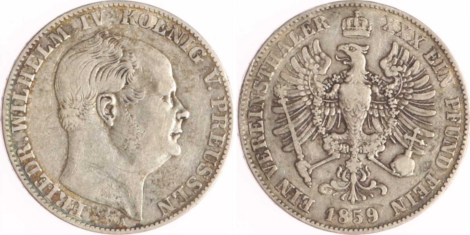 Preussen Taler 1859 A Friedrich Wilhelm IV. 1840-1861. Sehr schön | MA ...