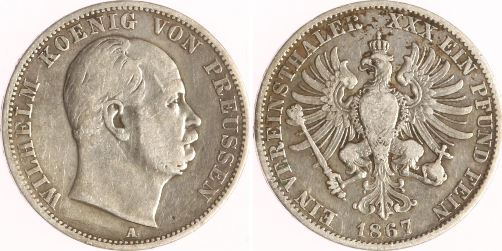 Preussen Taler 1867 A Wilhelm I. 1861-1888. Sehr schön | MA-Shops