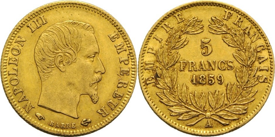 Frankreich 5 Francs 1859 A Napoleon III. vz- | MA-Shops