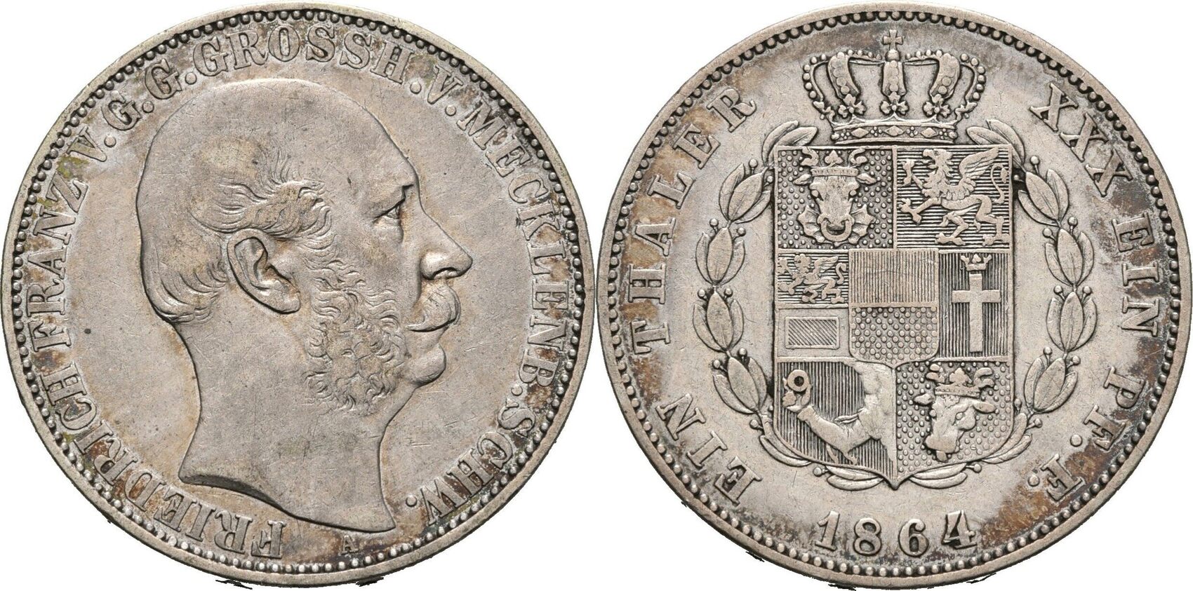 Mecklenburg-Schwerin Vereinstaler 1864 A Friedrich Franz II. ss | MA-Shops