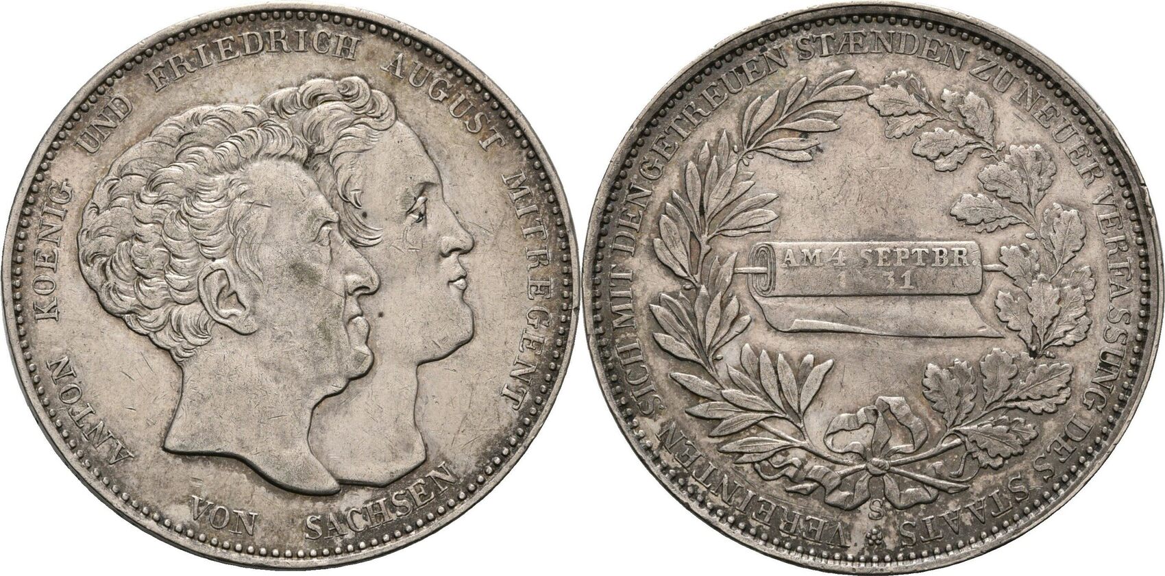 Sachsen Konventionstaler 1831 S Anton Min. Rf., ss+ | MA-Shops