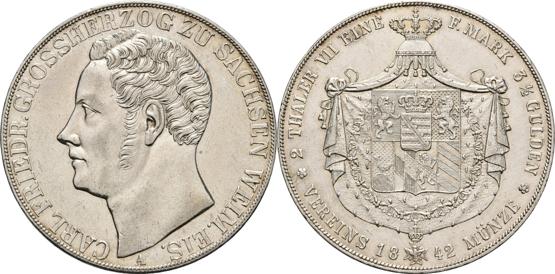 Sachsen-Weimar-Eisenach Doppeltaler 1842. Carl Friedrich (1828-1853 ...