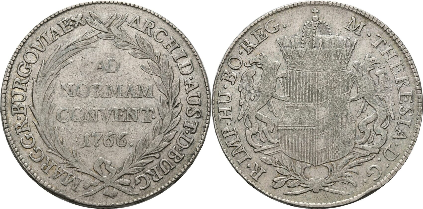 RDR Österreich Konventionstaler 1766 Maria Theresia (1740-1780) Kr., Randschaden, ger. Justiersp ...