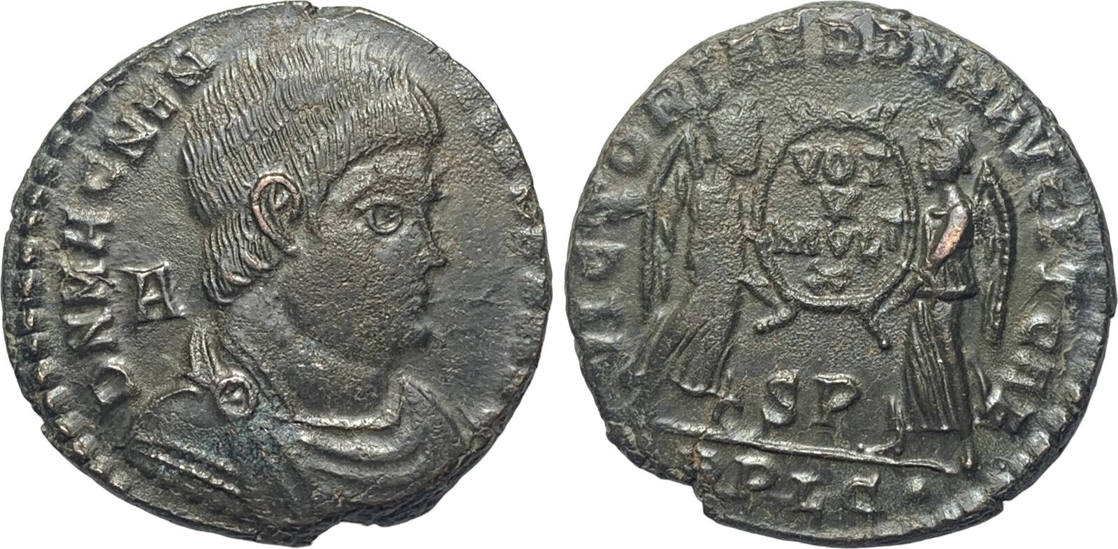 Roman Empire 352 AD. Magnentius, Maiorina, Lyon, superb! vz | MA-Shops