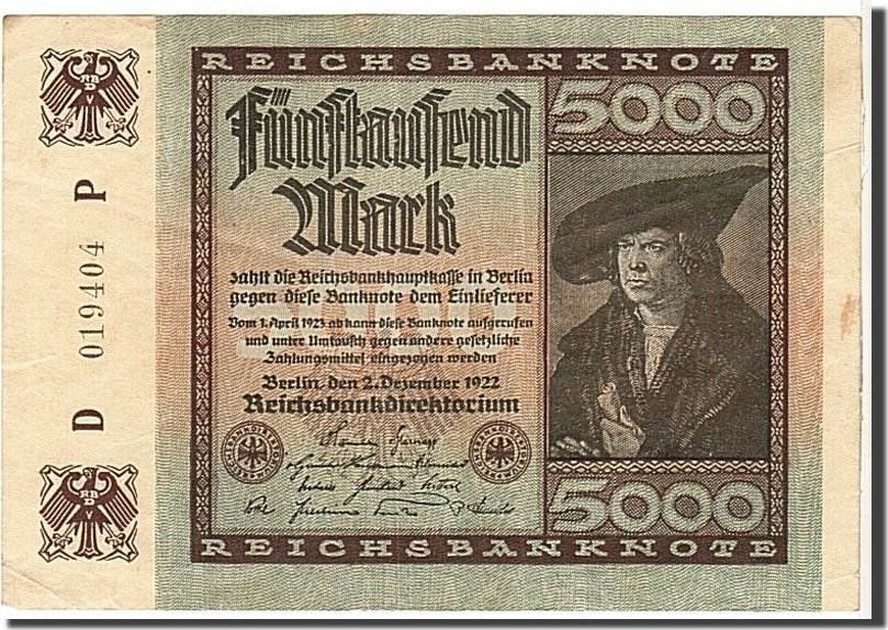Deutschland 5000 Mark 1922 Geldschein, KM:81b, SS+ | MA-Shops