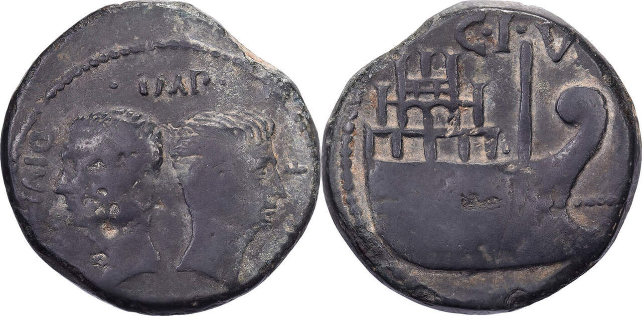 Dupondius ca. 36 BC Vienna Gaul, Octavian & Divus Julius Caesar, Vienna ...