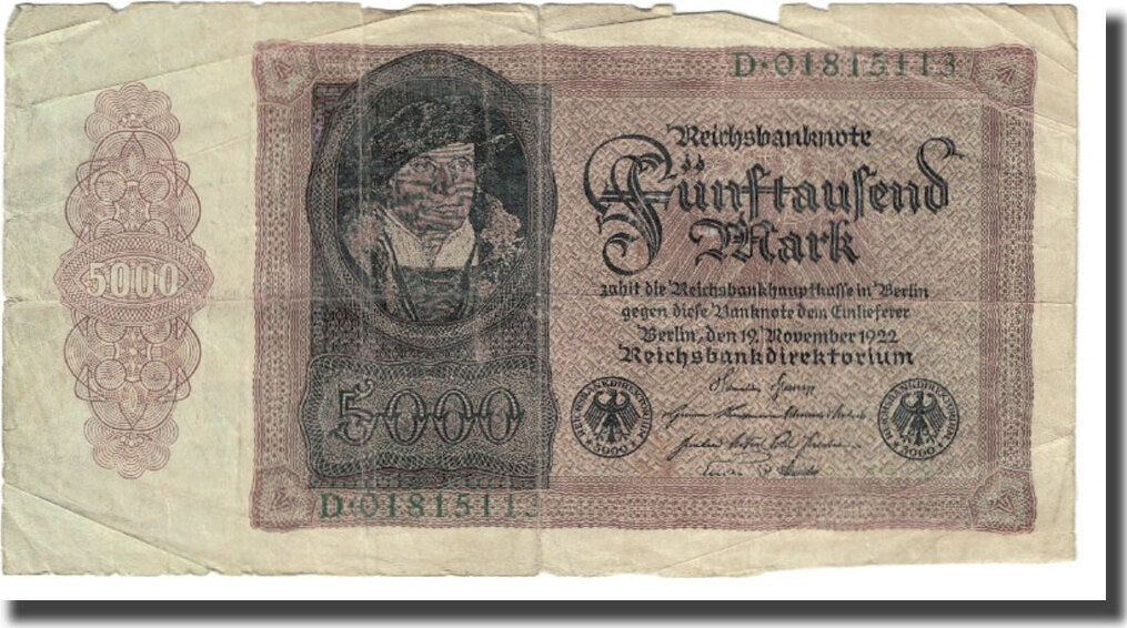 Deutschland 5000 Mark 1922 Geldschein, 1922-11-19, KM:78, S | MA-Shops