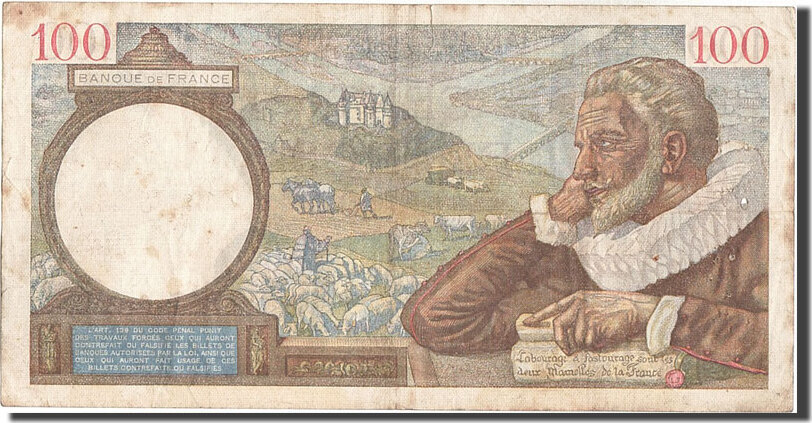 Frankreich 100 Francs 1939 Geldschein, 100 F 1939-1942 ''Sully'', 1939-11-16 S | MA-Shops