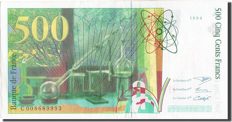 Frankreich 500 Francs 1994 Geldschein, 500 F 1994-2000 ''Pierre et Marie Curie'' VZ | MA-Shops