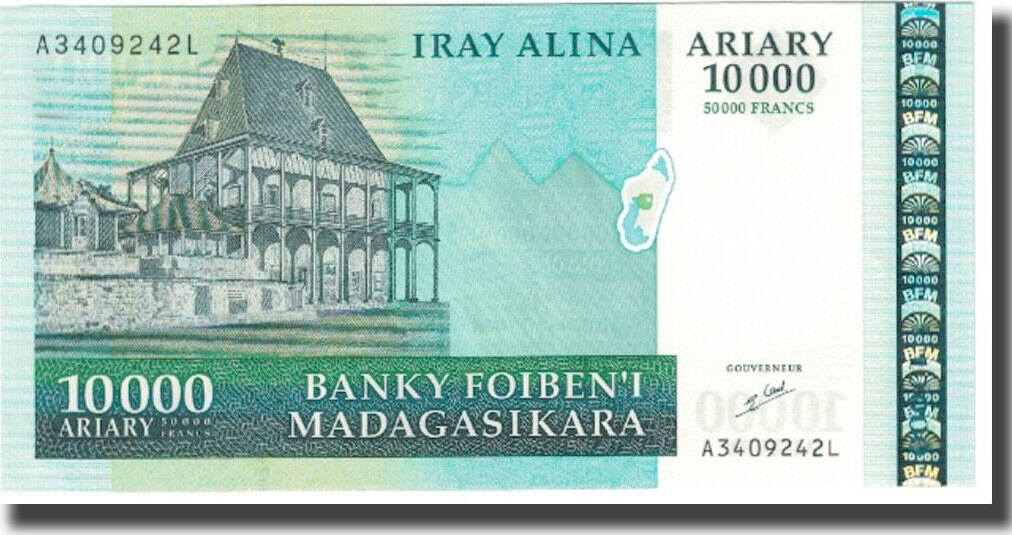 Madagascar 10,000 Ariary Geldschein, KM:85, UNZ | MA-Shops