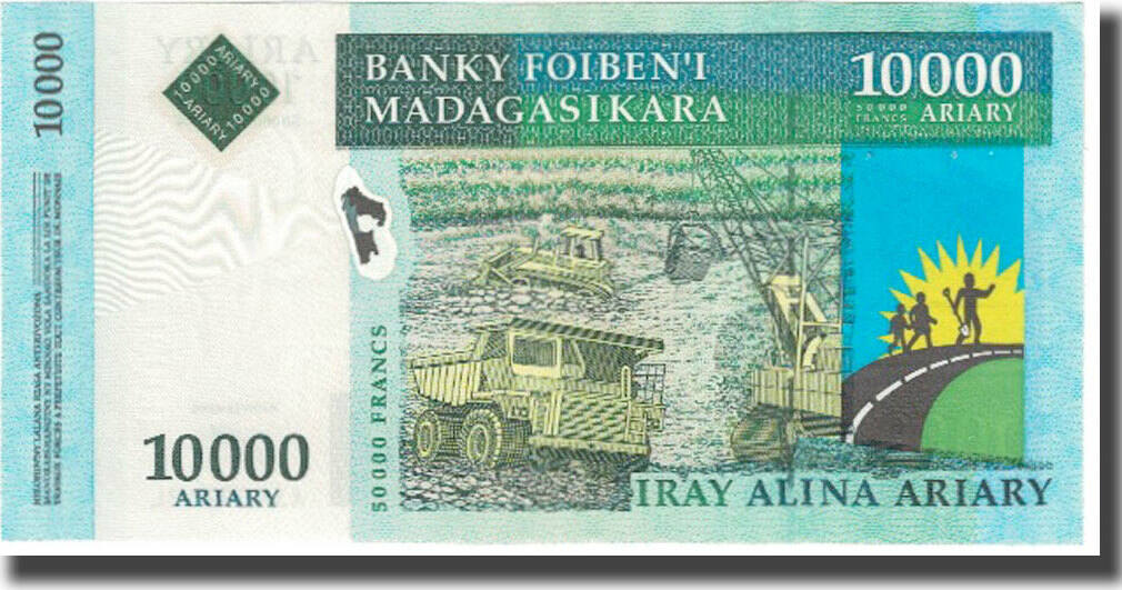 Madagascar 10,000 Ariary Geldschein, KM:85, UNZ | MA-Shops