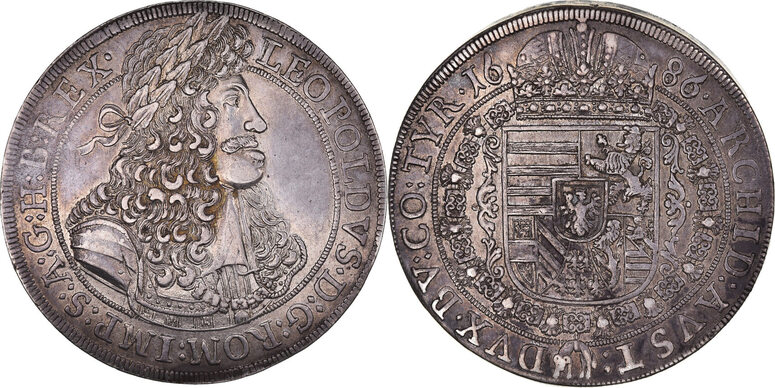 Österreich Thaler 1686 Hall Münze, Leopold I, Hall, SS+, Silber, KM ...