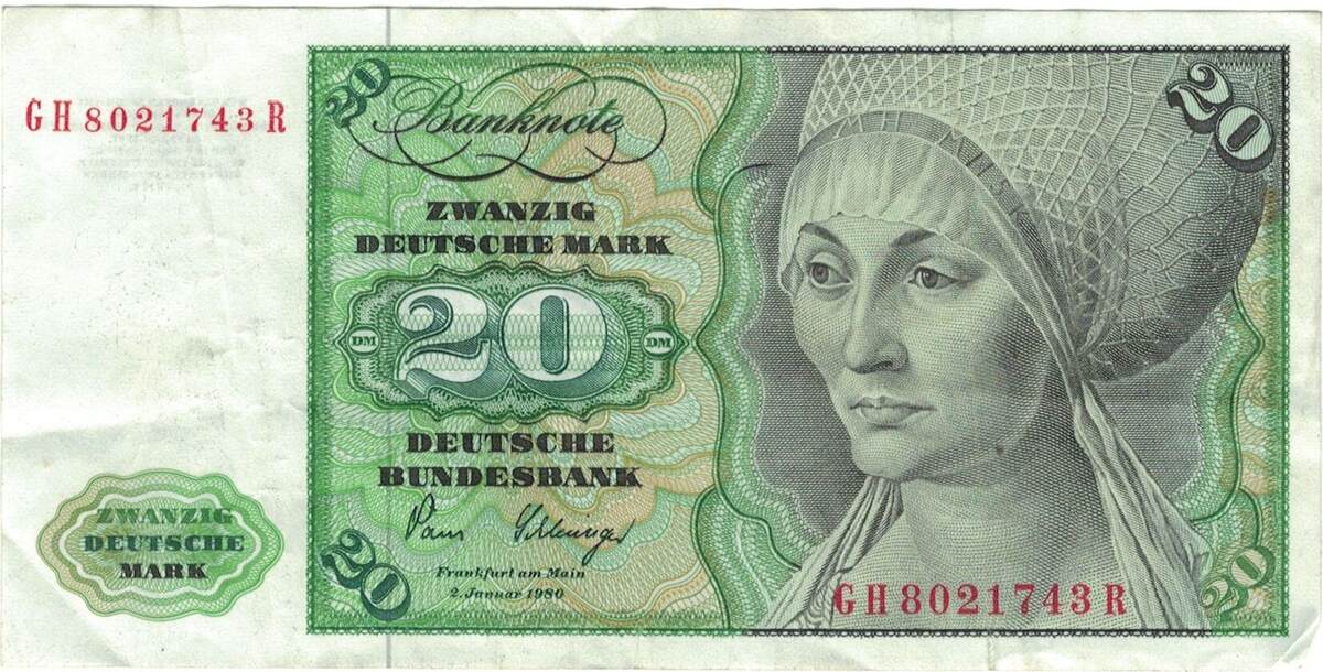 Bundesrepublik Deutschland 20 Deutsche Mark 1980 Geldschein, 1980-01-02 ...