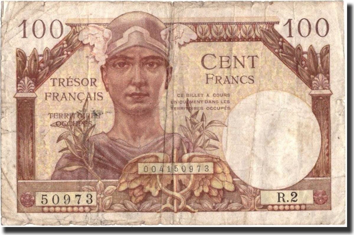 Frankreich 100 Francs Geldschein, 1947 French Treasury, Undated (1955 ...