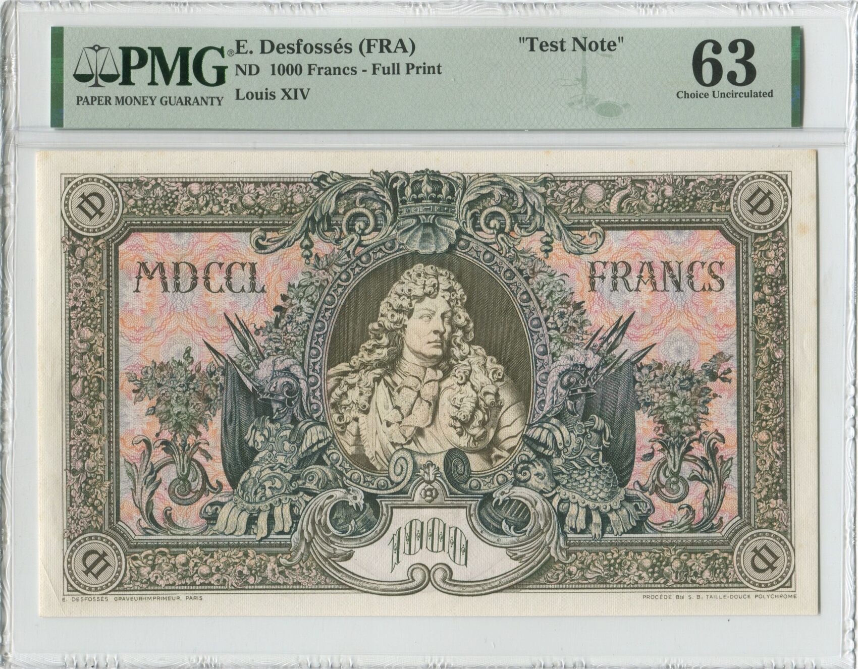 Frankreich 1000 Francs Louis XIV, Undated (1938), Proof, graded, PMG ...