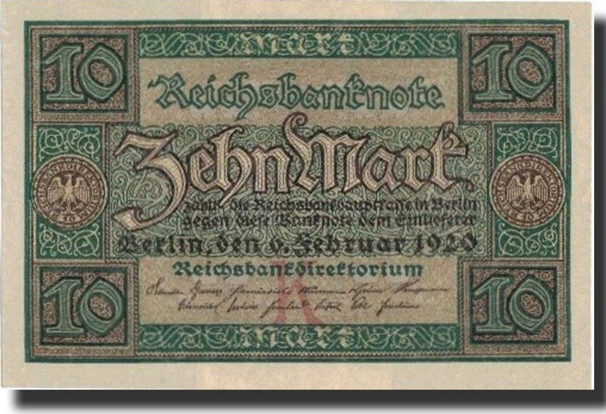 Deutschland 10 Mark 1920 KM:67a, 1920-02-06, UNZ- | MA-Shops