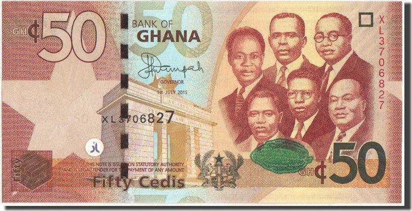 Ghana 50 Cedis Geldschein, 1.7.2015, KM:41, UNZ | MA-Shops
