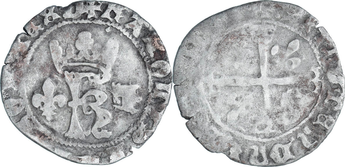 Frankreich Karolus du Dauphiné Münze, Charles VIII, Cremieu, S, Billon ...