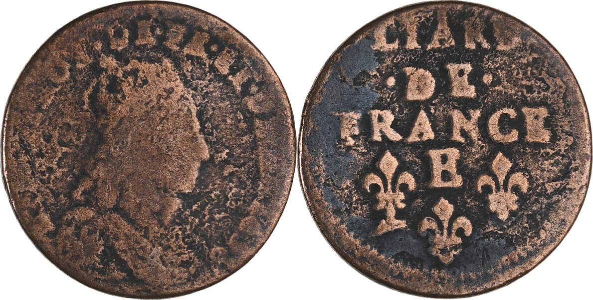 Frankreich Liard de France 1658 E Louis XIV, Meung-sur-Loire, SGE+ ...