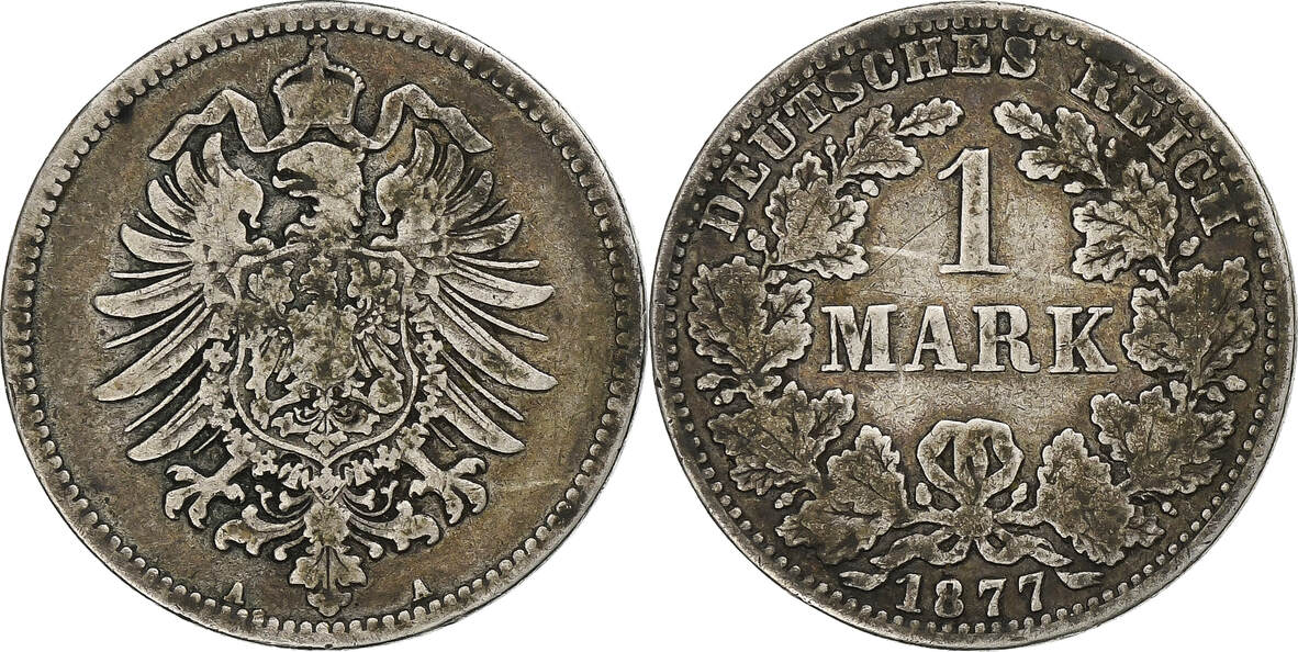 German Empire Mark 1877 A GERMANY - EMPIRE, Wilhelm I, Berlin, Silber, S+, KM:7 | MA-Shops