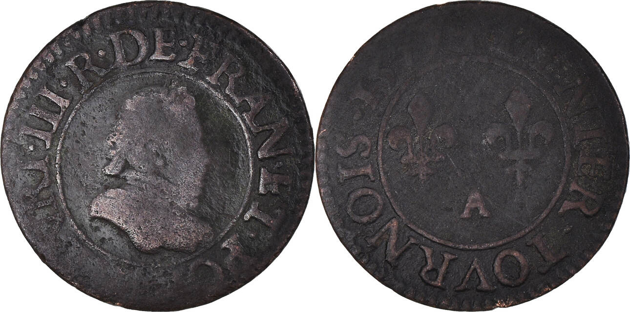 Frankreich Denier Tournois 1579 Paris Münze, Henri III, Paris, S ...
