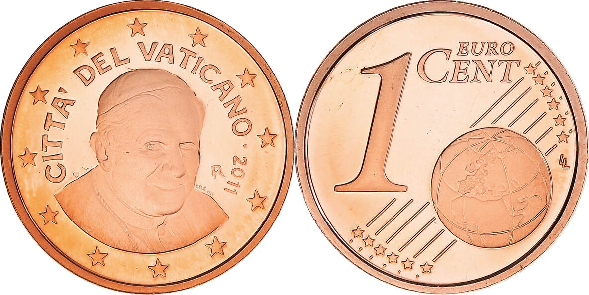 Vatikanstadt Euro Cent 2011 R Rome, Proof, STGL, Copper Plated Steel ...