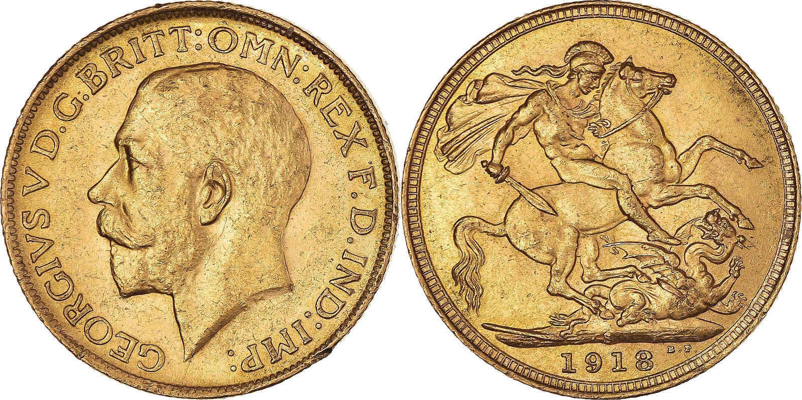 Australien Sovereign 1918 S Münze, George V, Sydney, SS+, Gold, KM:29 ...