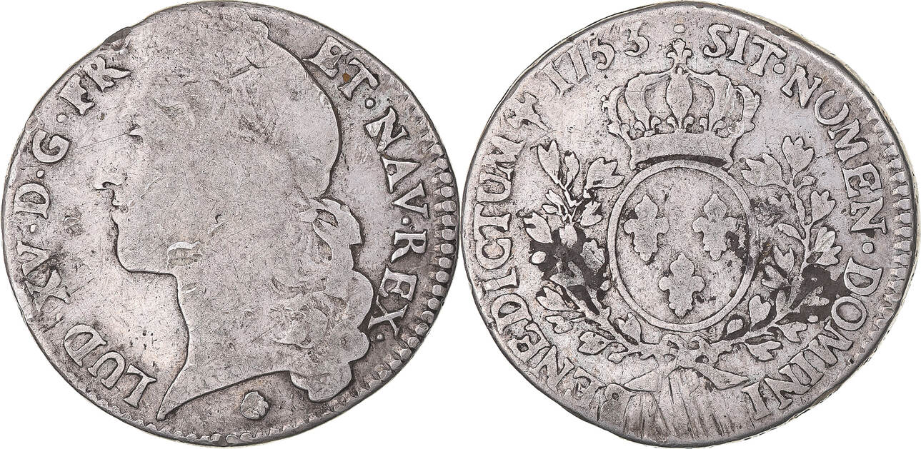 Frankreich 1/2 Écu au bandeau 1753 Münze, Louis XV, S, Silber, Gadoury ...