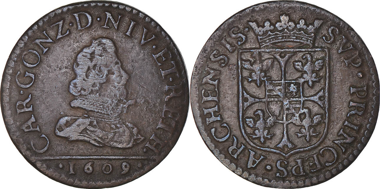 Frankreich Liard 1609 Charleville Münze, Charles de Gonzague ...