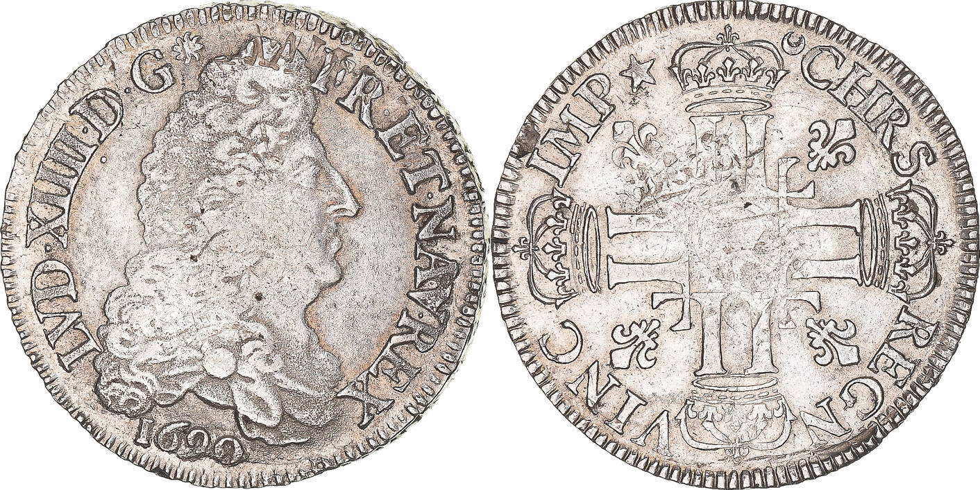 Frankreich 1/2 Ecu 1690 A Münze, Louis XIV, 1/2 Écu aux 8 L, Paris SS ...