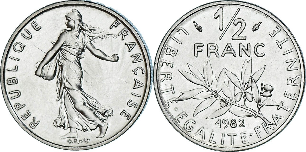 Frankreich 1/2 Franc 1982 Paris Münze, Semeuse, Paris, série FDC, STGL, Nickel | MA-Shops