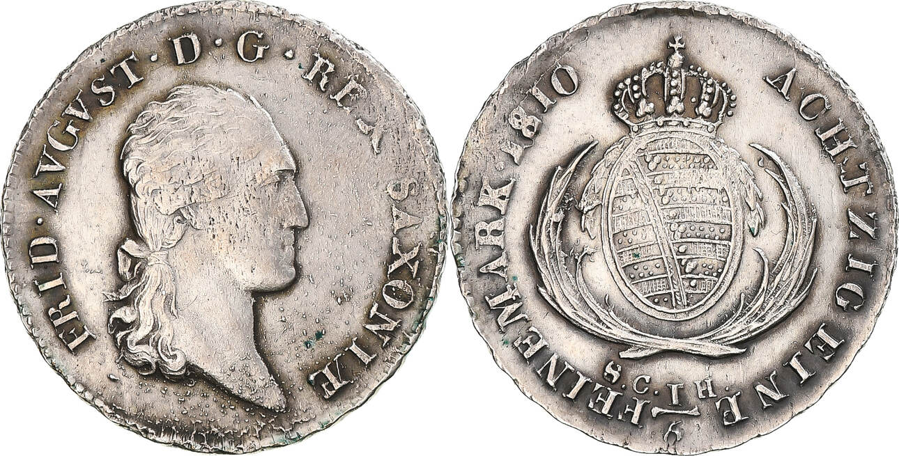 Deutsch Staaten 1/6 Thaler, 1/4 Gulden 1810 SAXONY-ALBERTINE, Friedrich ...