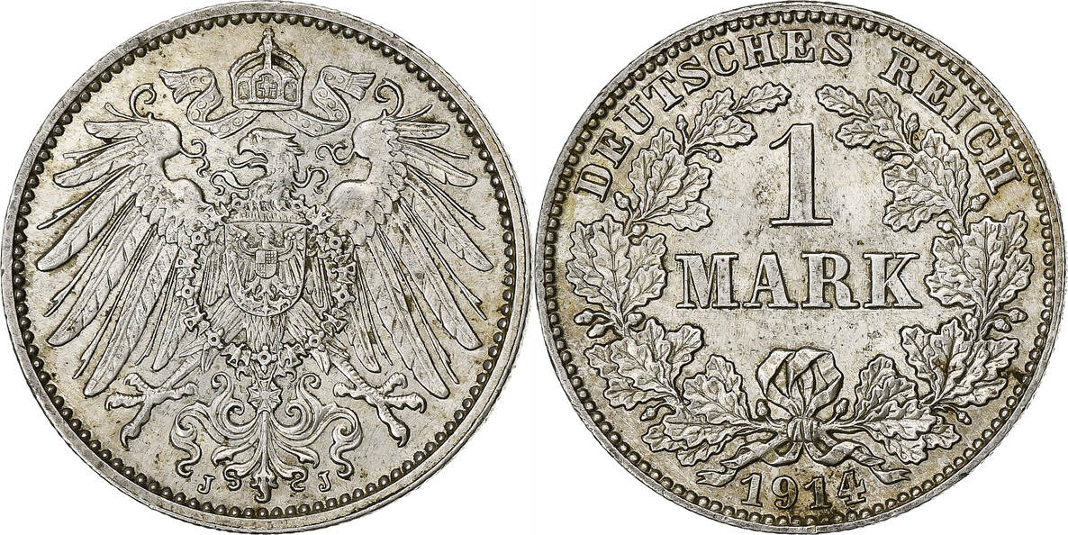 GERMANY - EMPIRE Mark 1914 J Wilhelm II, Hambourg, Silber, SS+, KM:14 ...