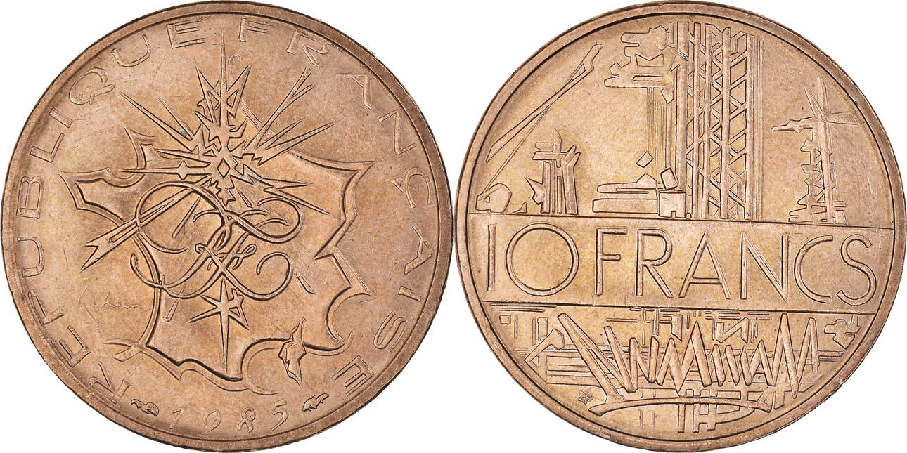 Frankreich 10 Francs 1985 Pessac Münze, Mathieu, Pessac, Tranche A, VZ+ ...