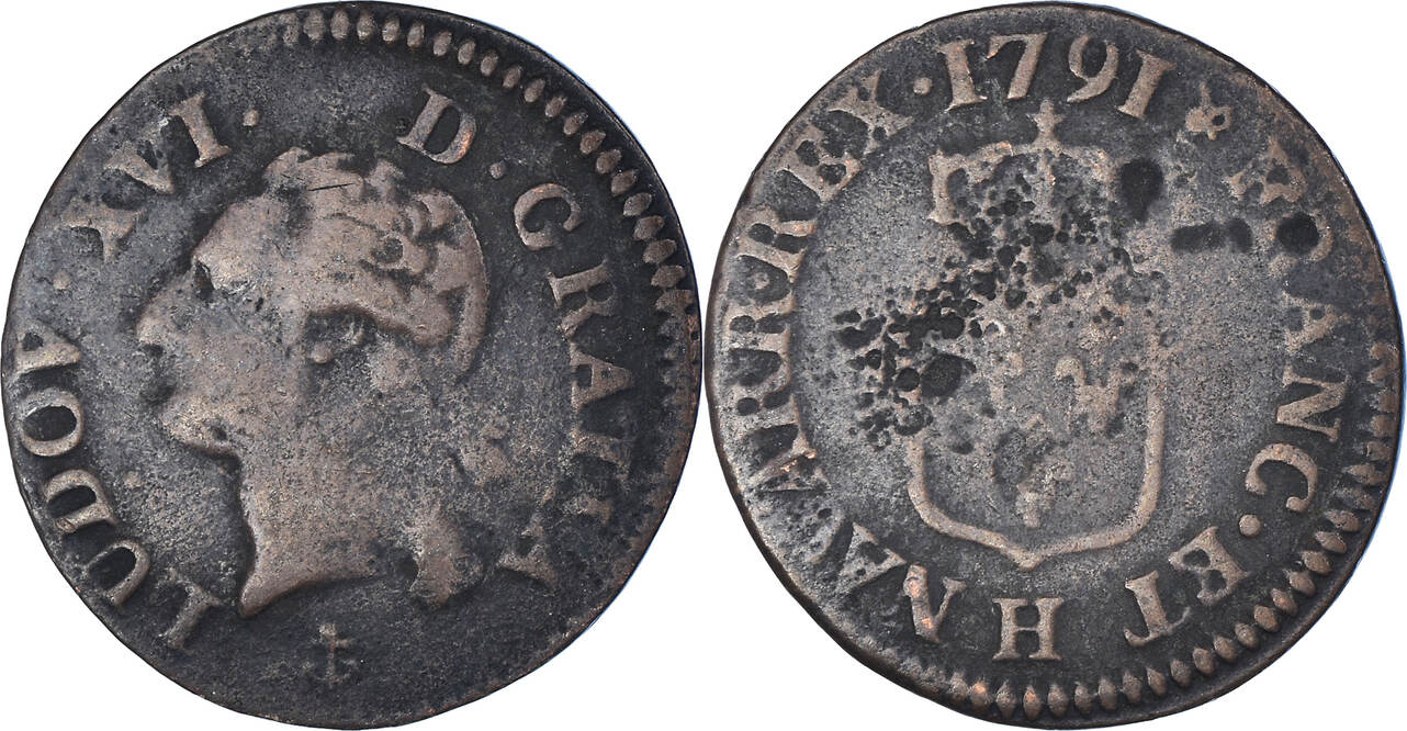 Frankreich 1791 H Münze, Louis XVI, Liard, La Rochelle, S+, Kupfer | MA ...